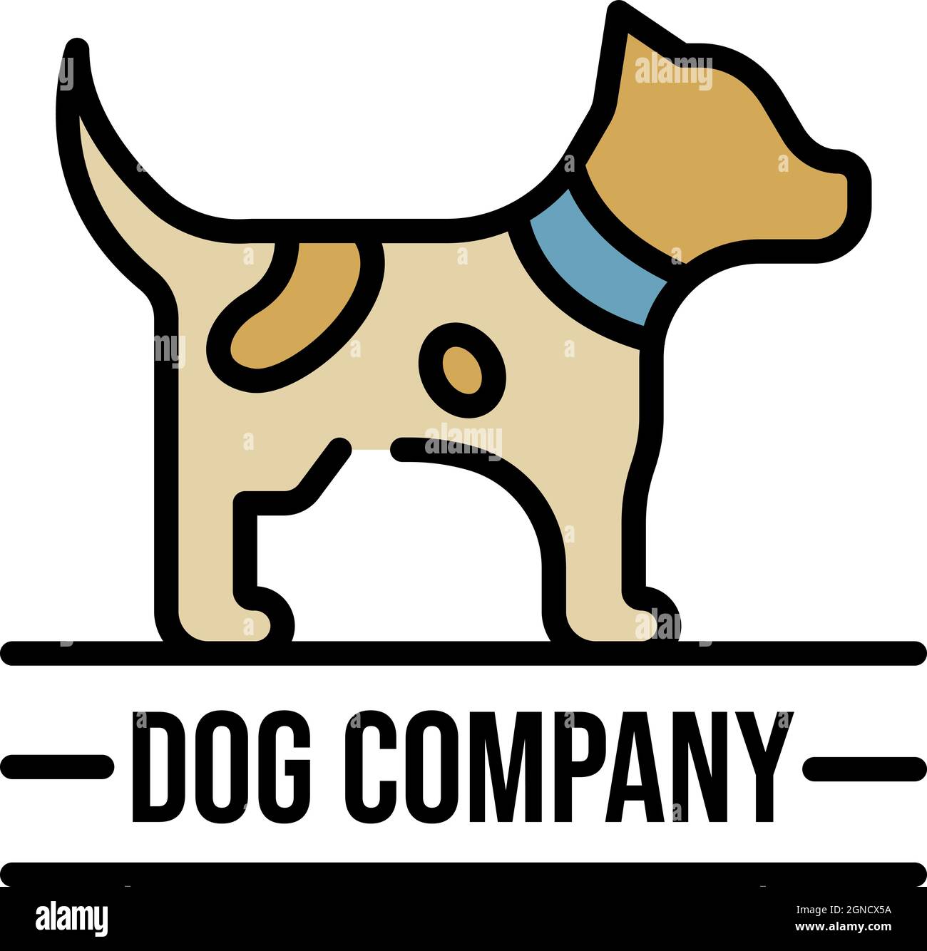 Dog company name logo. Outline dog company name vector logo color flat ...