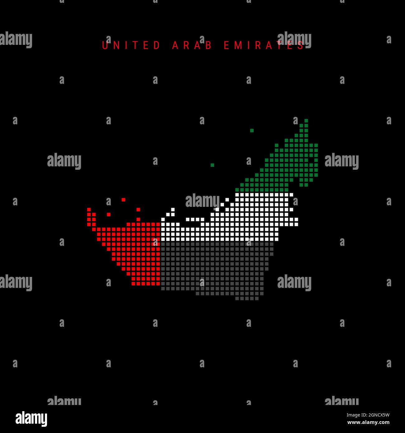 Square dots pattern map of United Arab Emirates. Dotted pixel map with ...