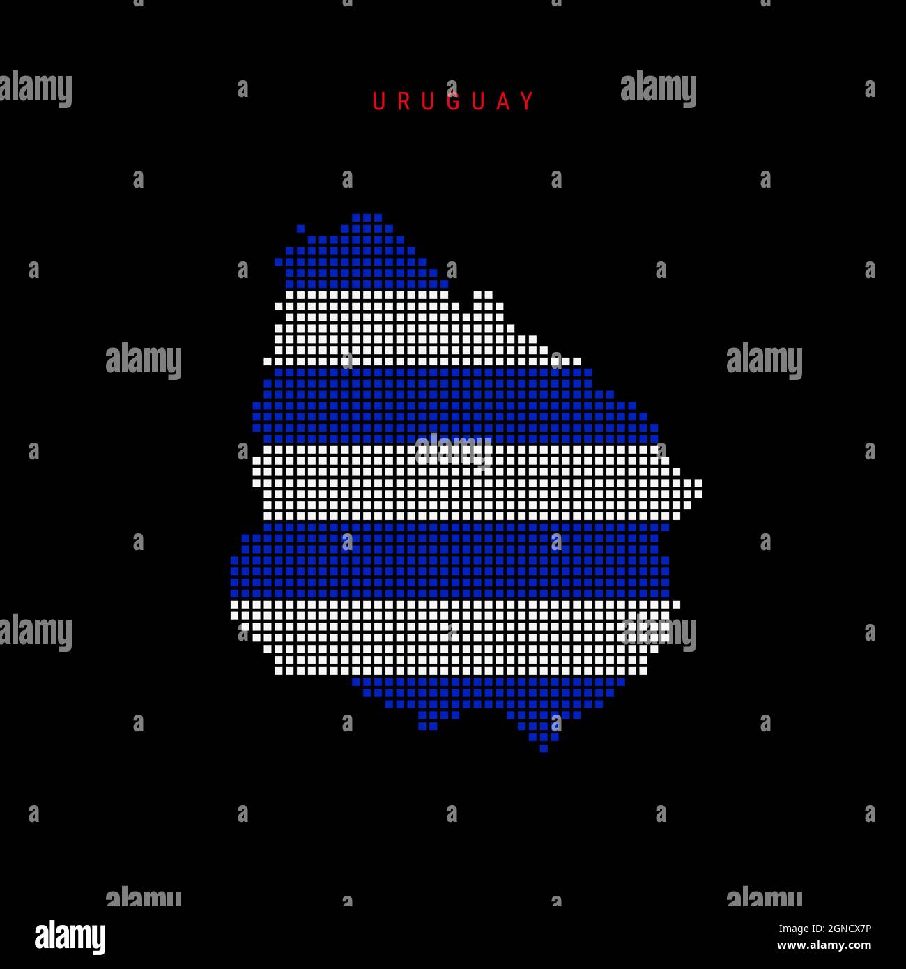 Square Dots Pattern Map Of Uruguay Dotted Pixel Map With National Flag
