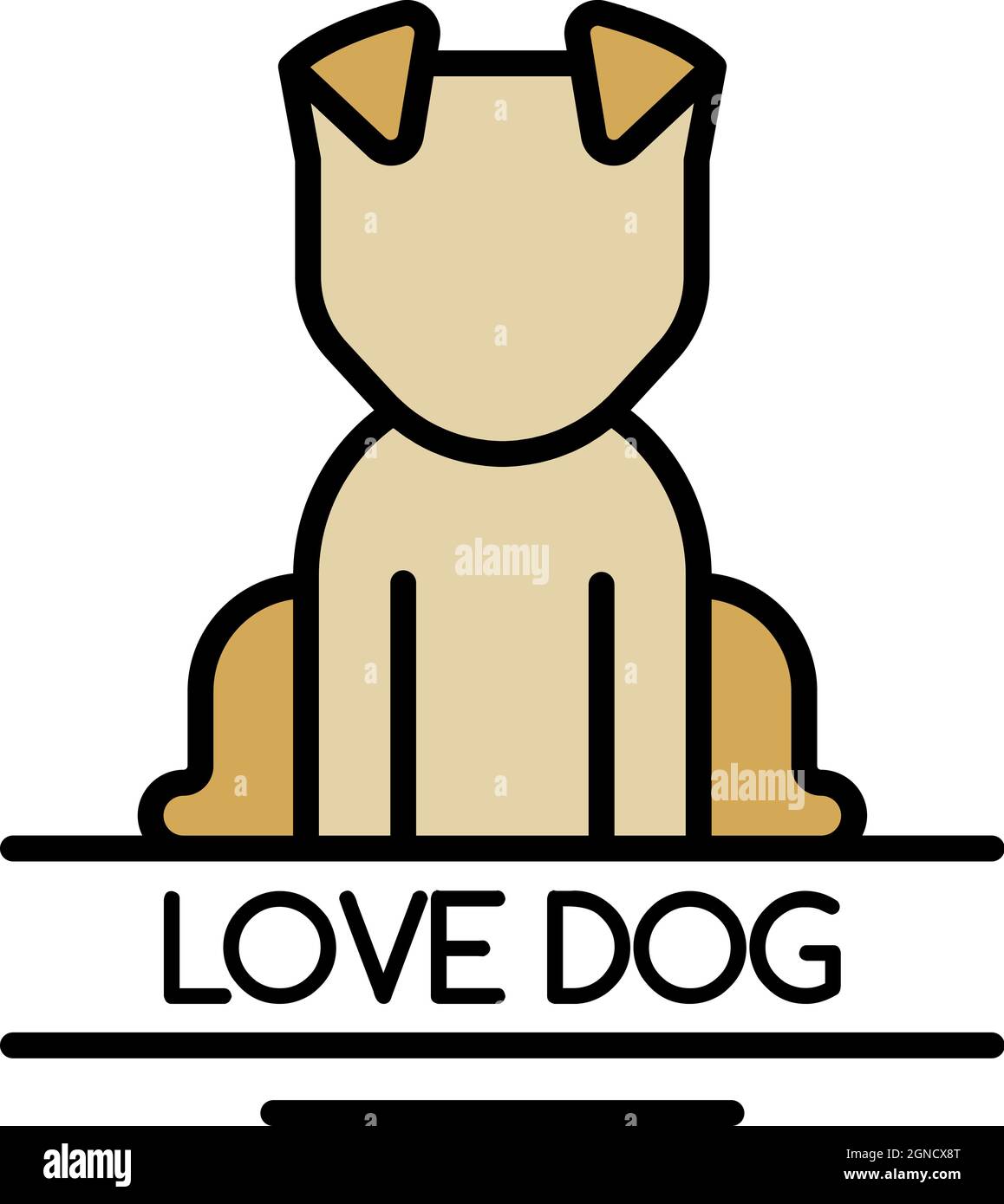 Love dog logo. Outline love dog vector logo color flat isolated Stock ...