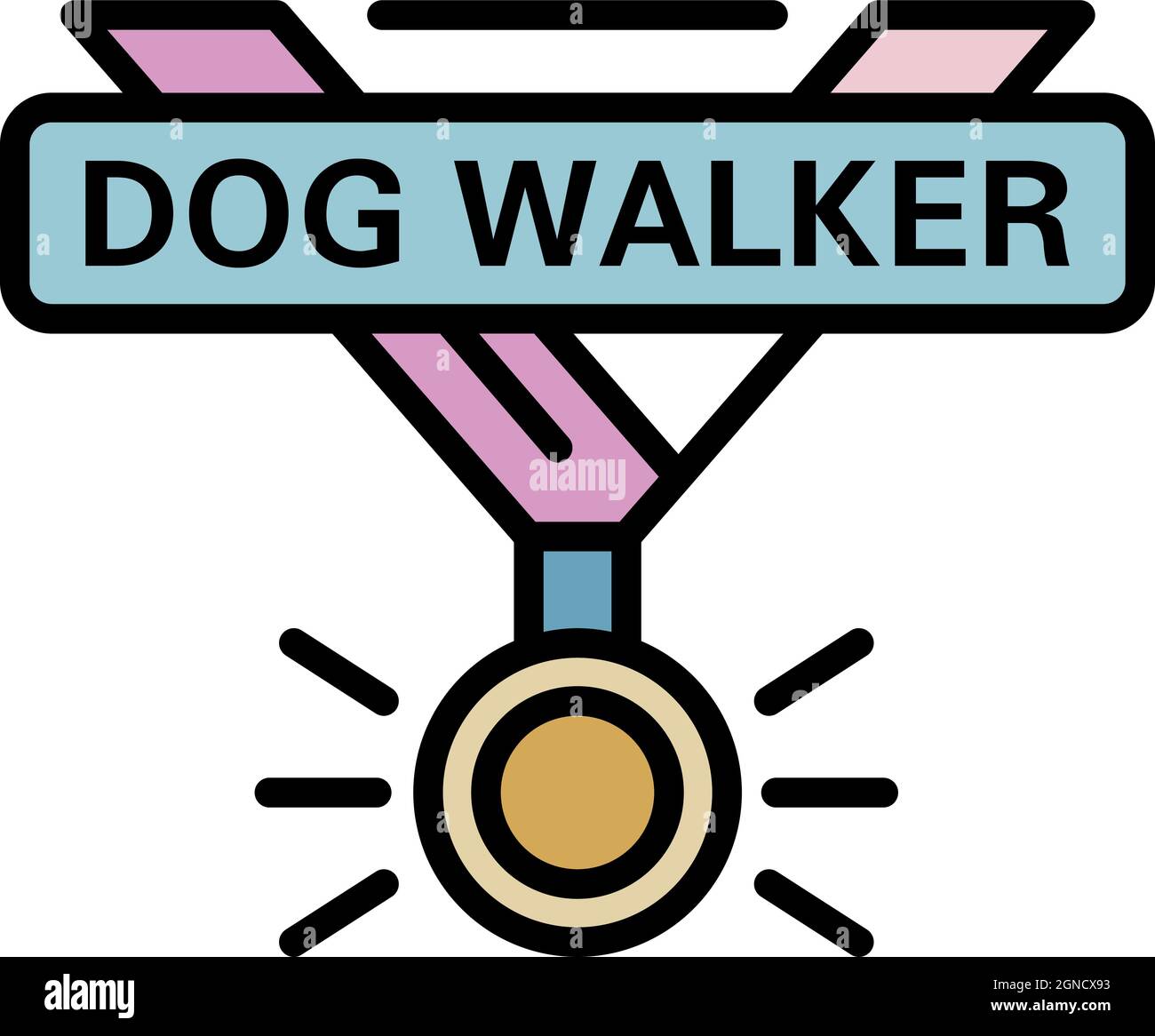 Dog walker reward logo. Outline dog walker reward vector logo color ...