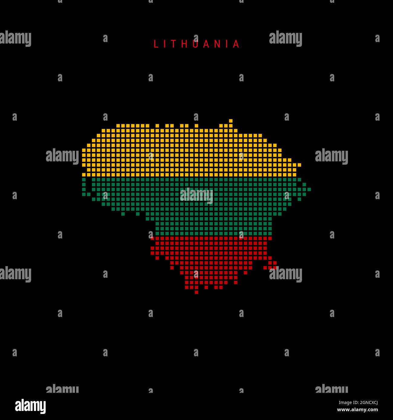 Square dots pattern map of Lithuania. Dotted pixel map with national ...