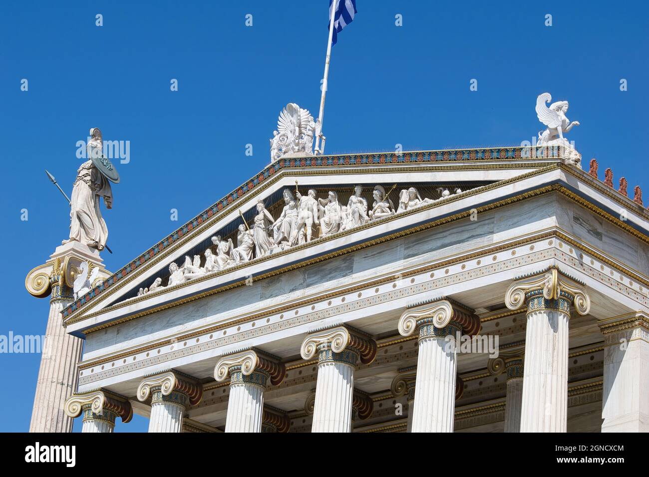Ionic-style columns, a pediment with the central theme of the goddess ...