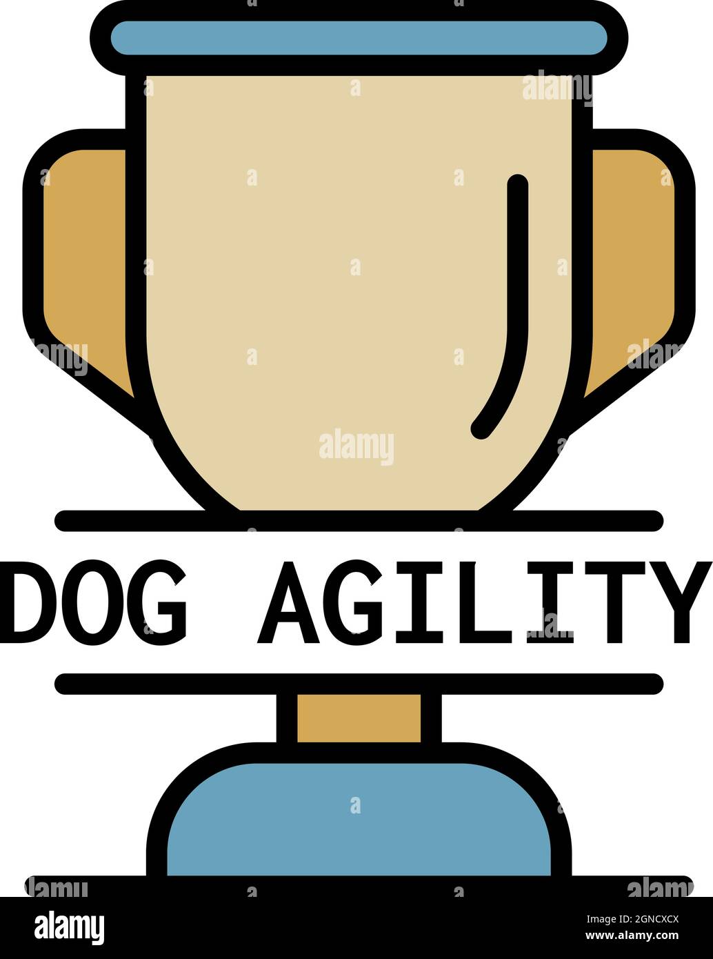 Dog agility cup logo. Outline dog agility cup vector logo color flat ...