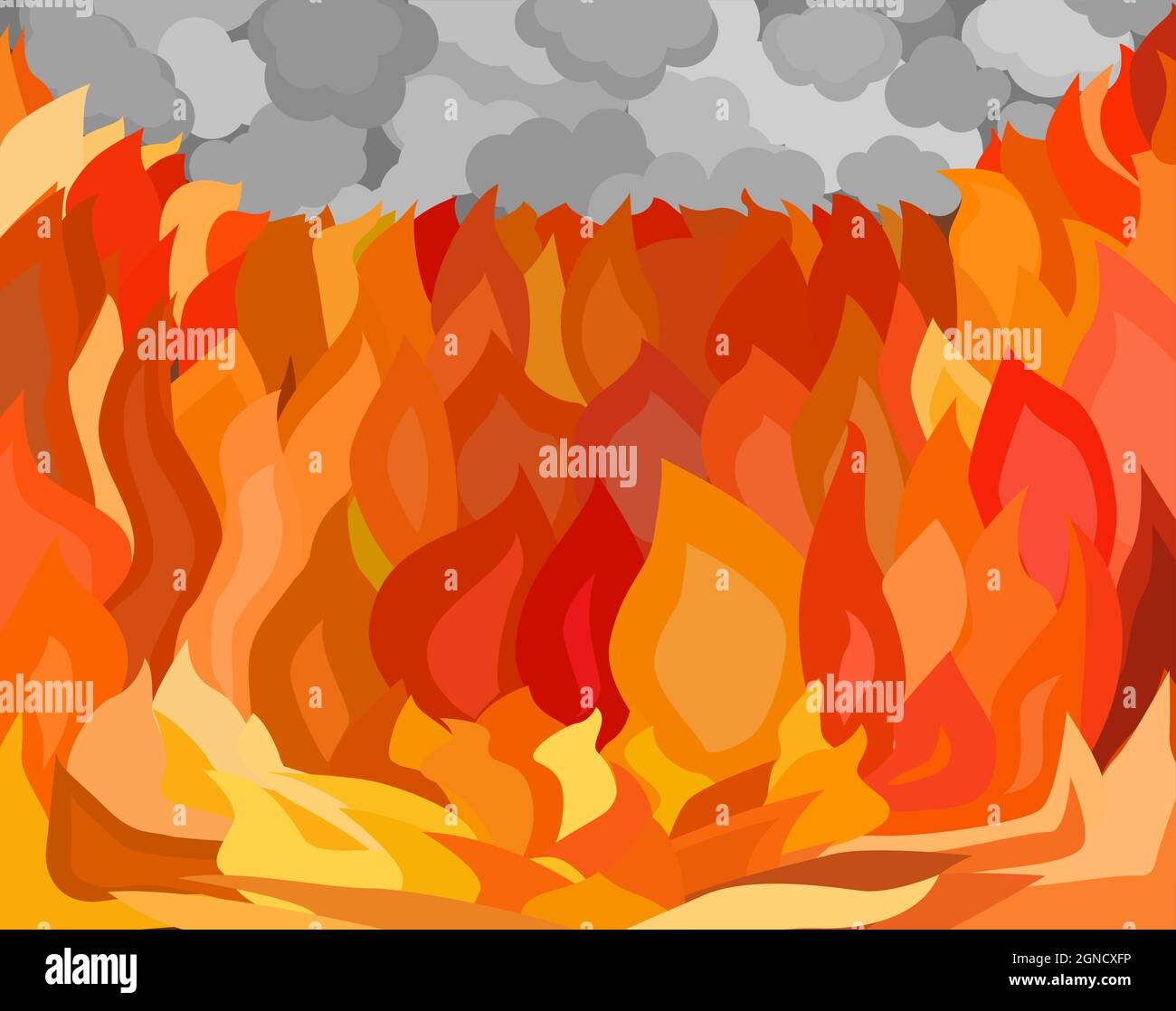 Fire room burning red flames abstract background cartoon color vector ...