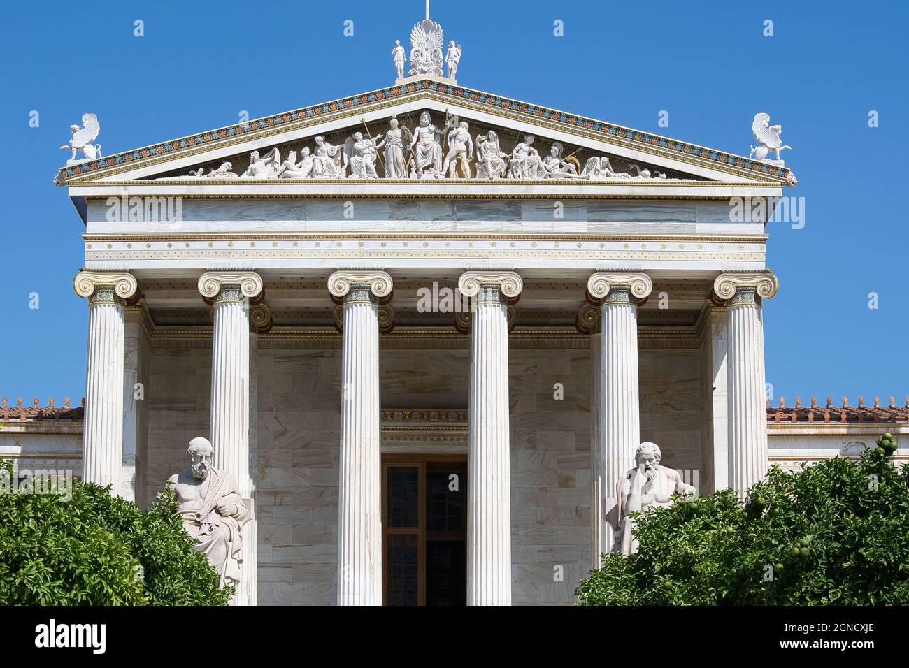 Ionic-style columns, a pediment with the central theme of the goddess ...
