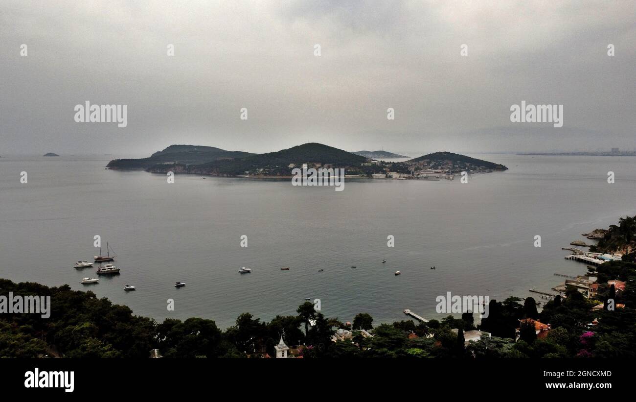 Heybeliada island photographed from the air. Prince Islands Istanbul ...