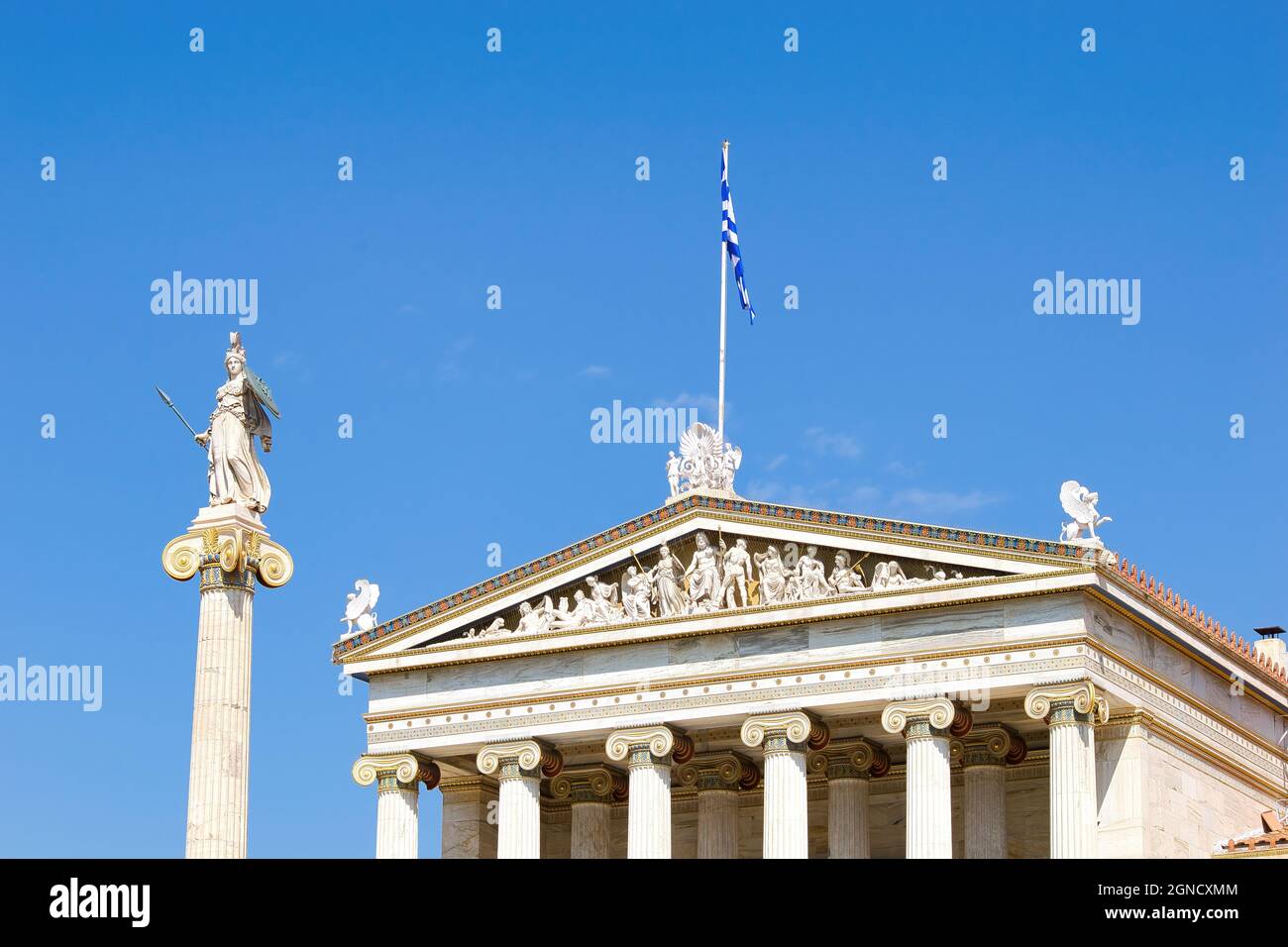 Ionic-style columns, a pediment with the central theme of the goddess ...