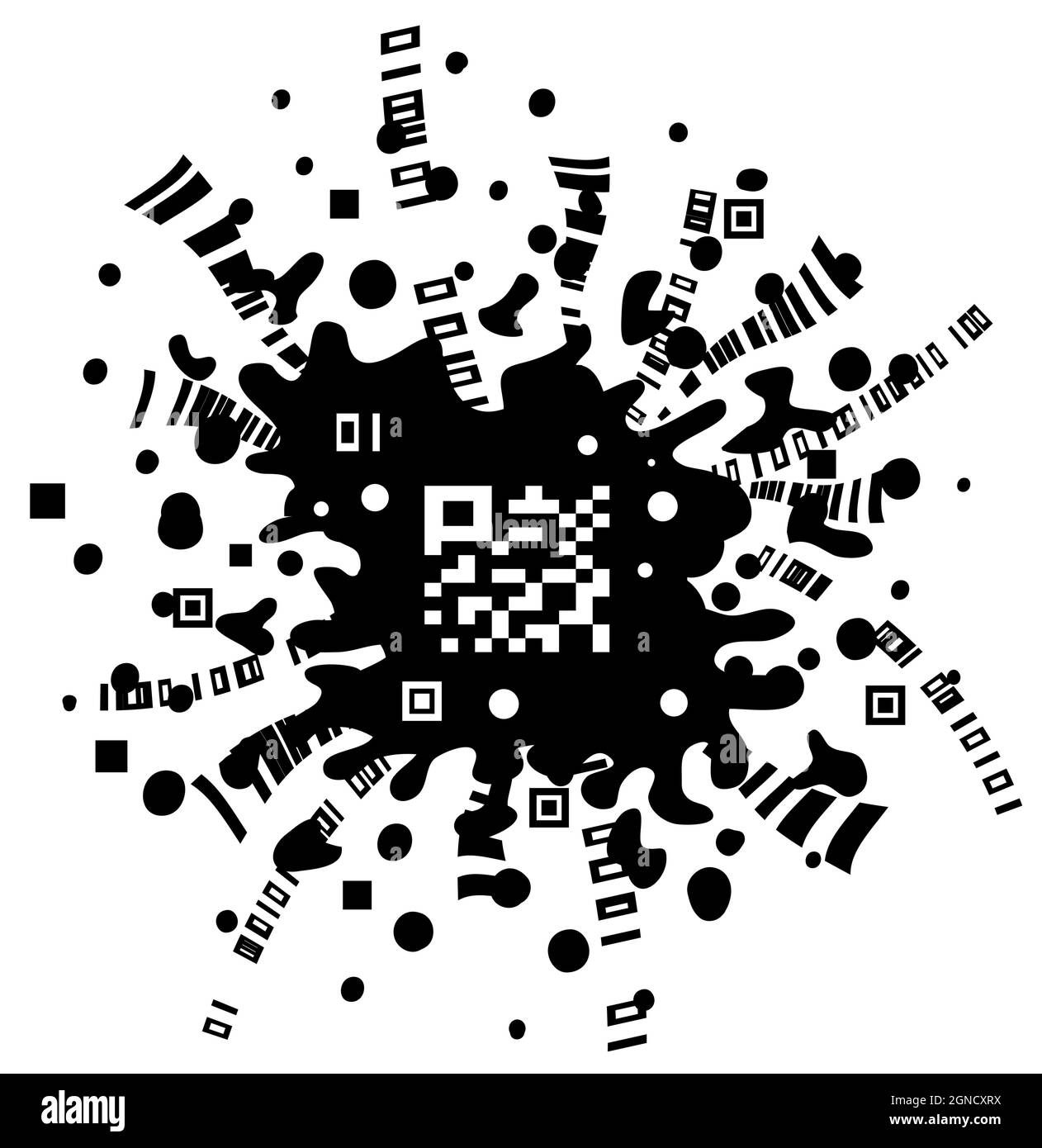 Virtual code design splatter grunge black, vector illustration ...