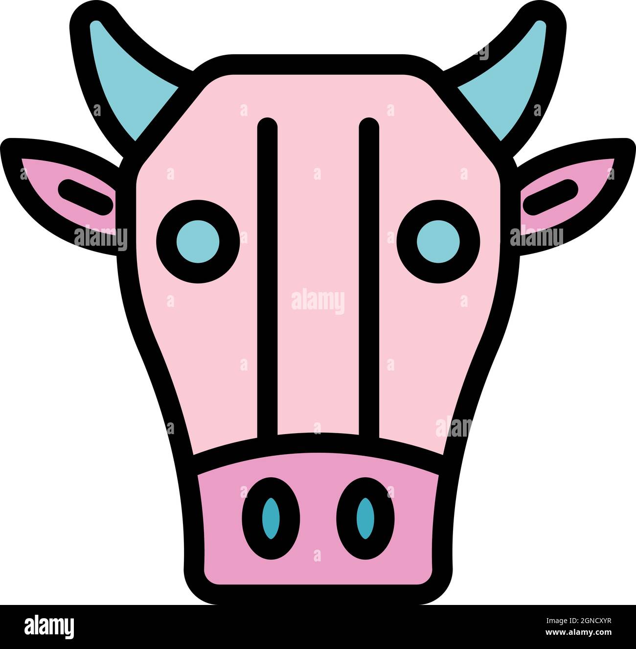 Sick cow icon. Outline sick cow vector icon color flat isolated Stock ...
