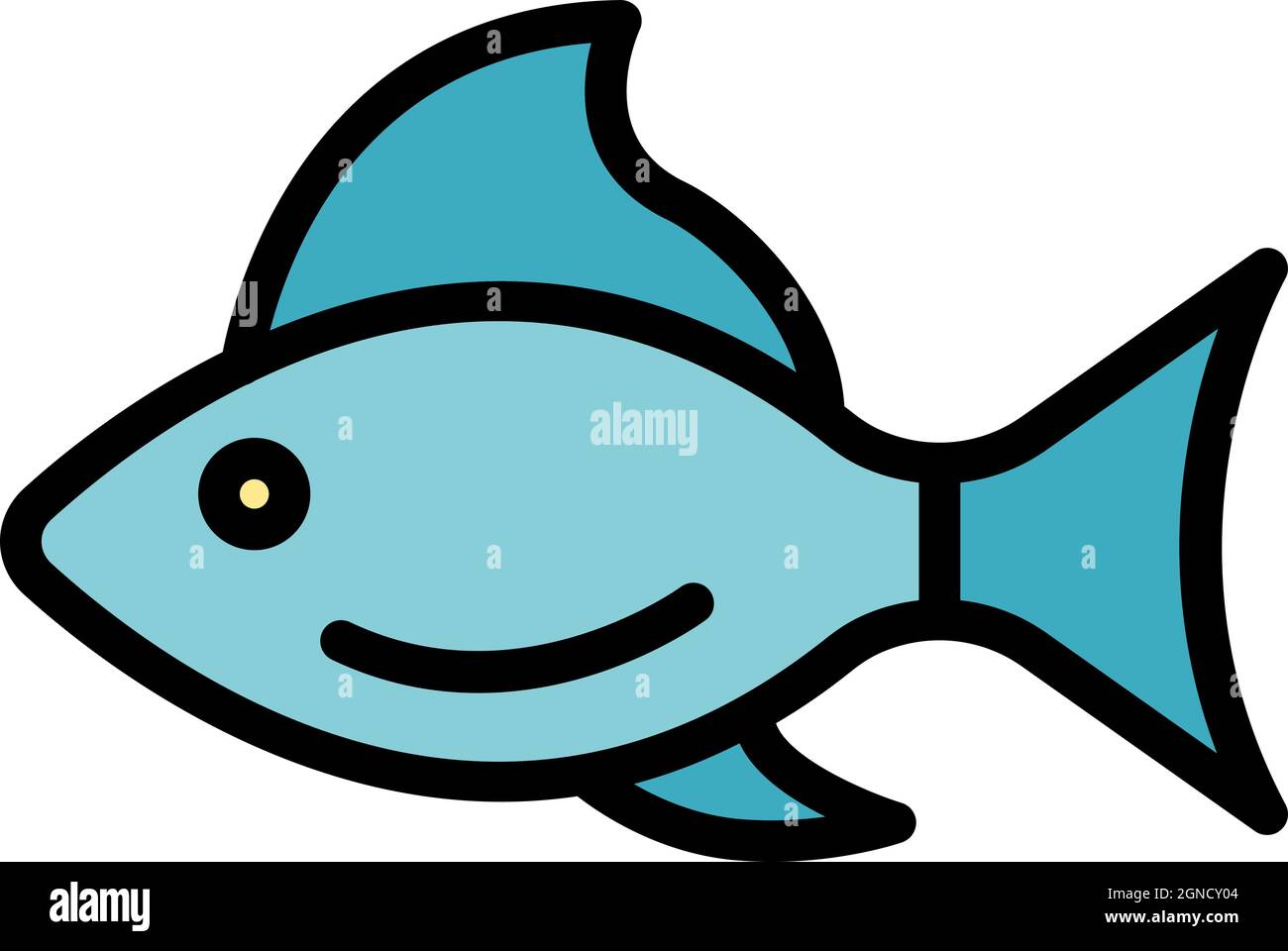 Sick fish icon. Outline sick fish vector icon color flat isolated Stock ...