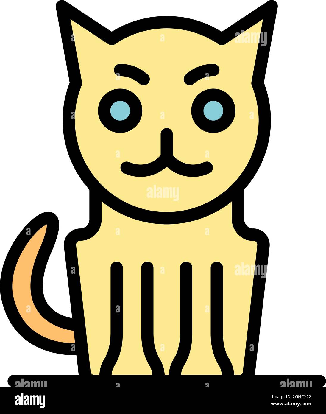 Sick cat icon. Outline sick cat vector icon color flat isolated Stock ...