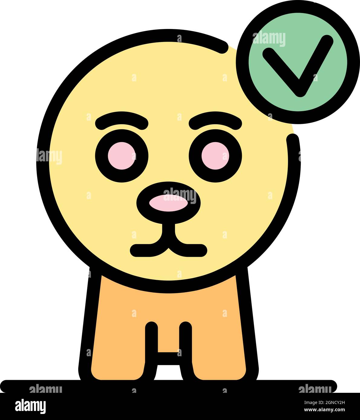 Cat without ears icon. Outline cat without ears vector icon color flat ...