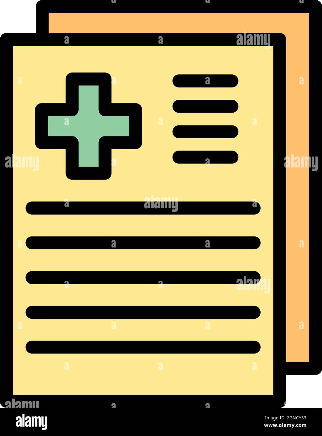 Medical record icon. Outline medical record vector icon color flat ...