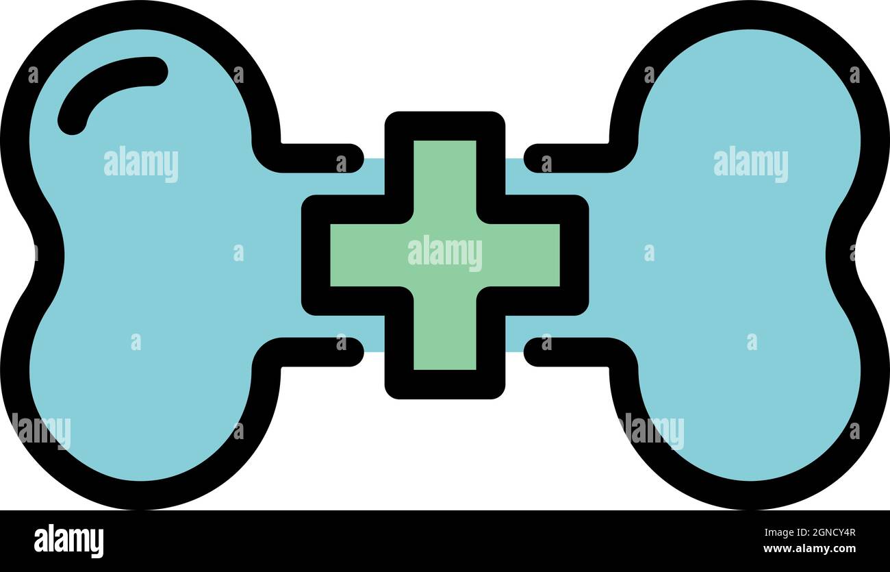 Dog bone and cross icon. Outline dog bone and cross vector icon color ...