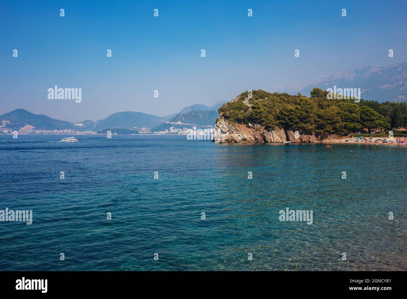 Amazing view of the sea near Budva city from the hill, Montenegro ...