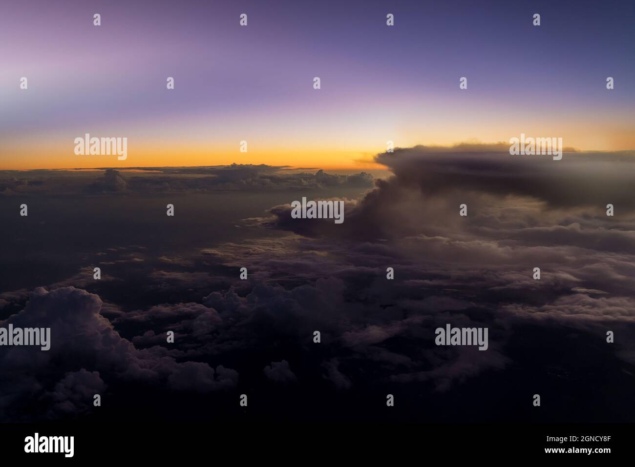 Aerial sunset view over clouds of an aircraft with sunset sky Stock ...