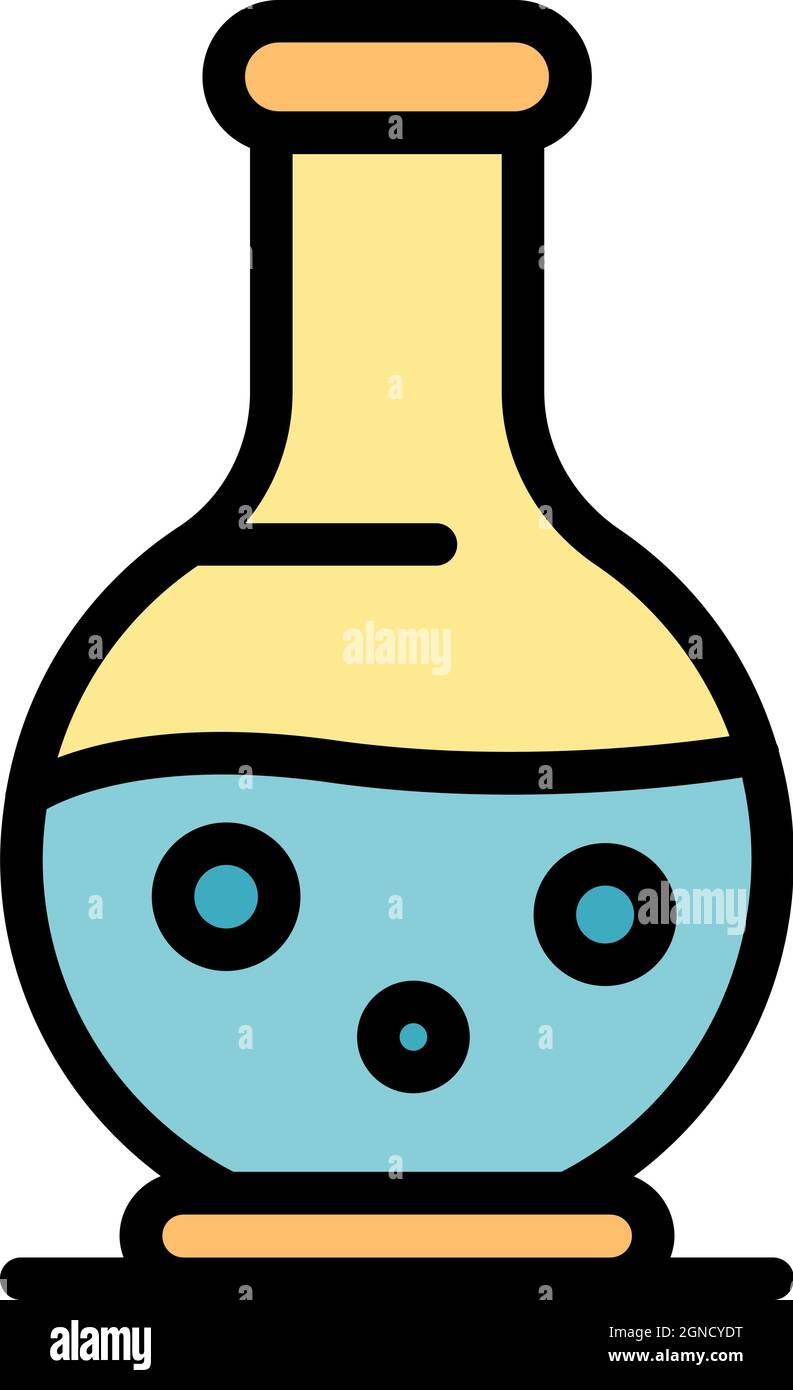 Laboratory flask icon. Outline laboratory flask vector icon color flat ...