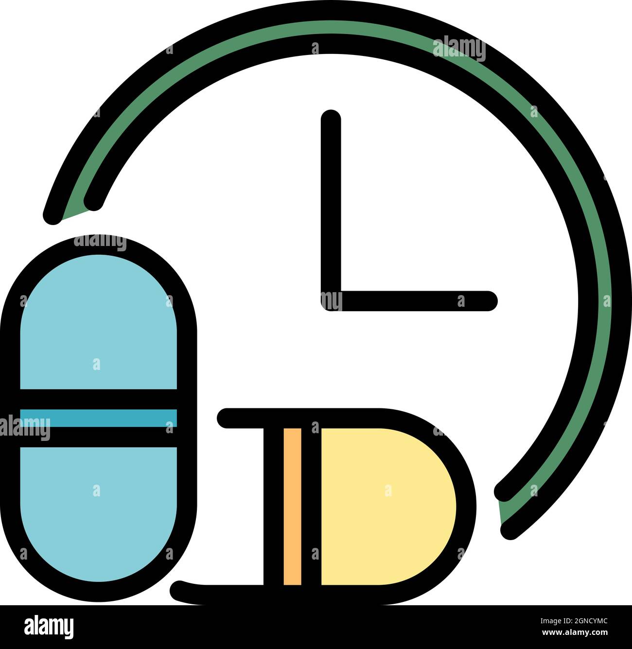 Medication time icon. Outline medication time vector icon color flat ...