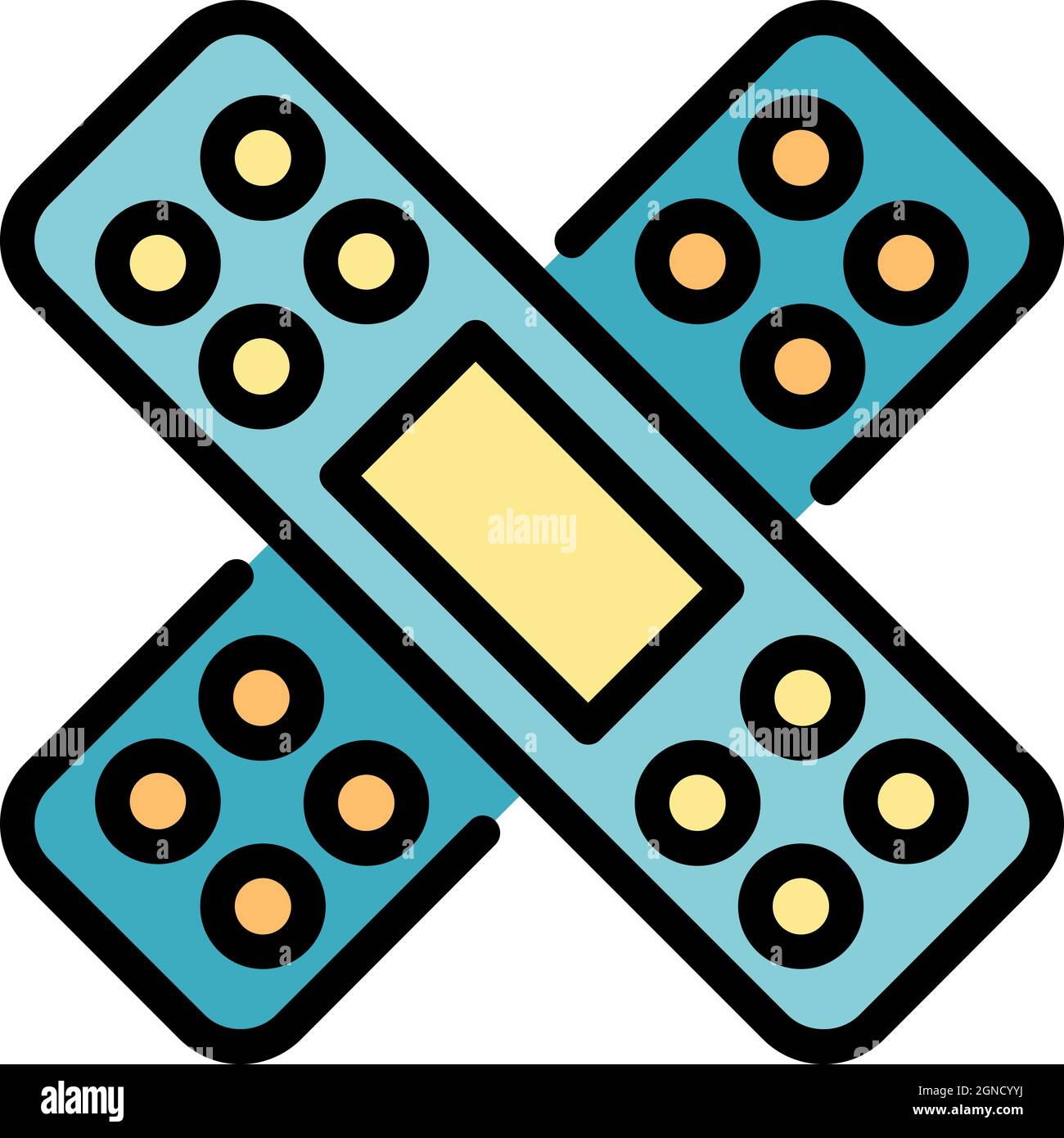 Adhesive plaster icon. Outline adhesive plaster vector icon color flat ...