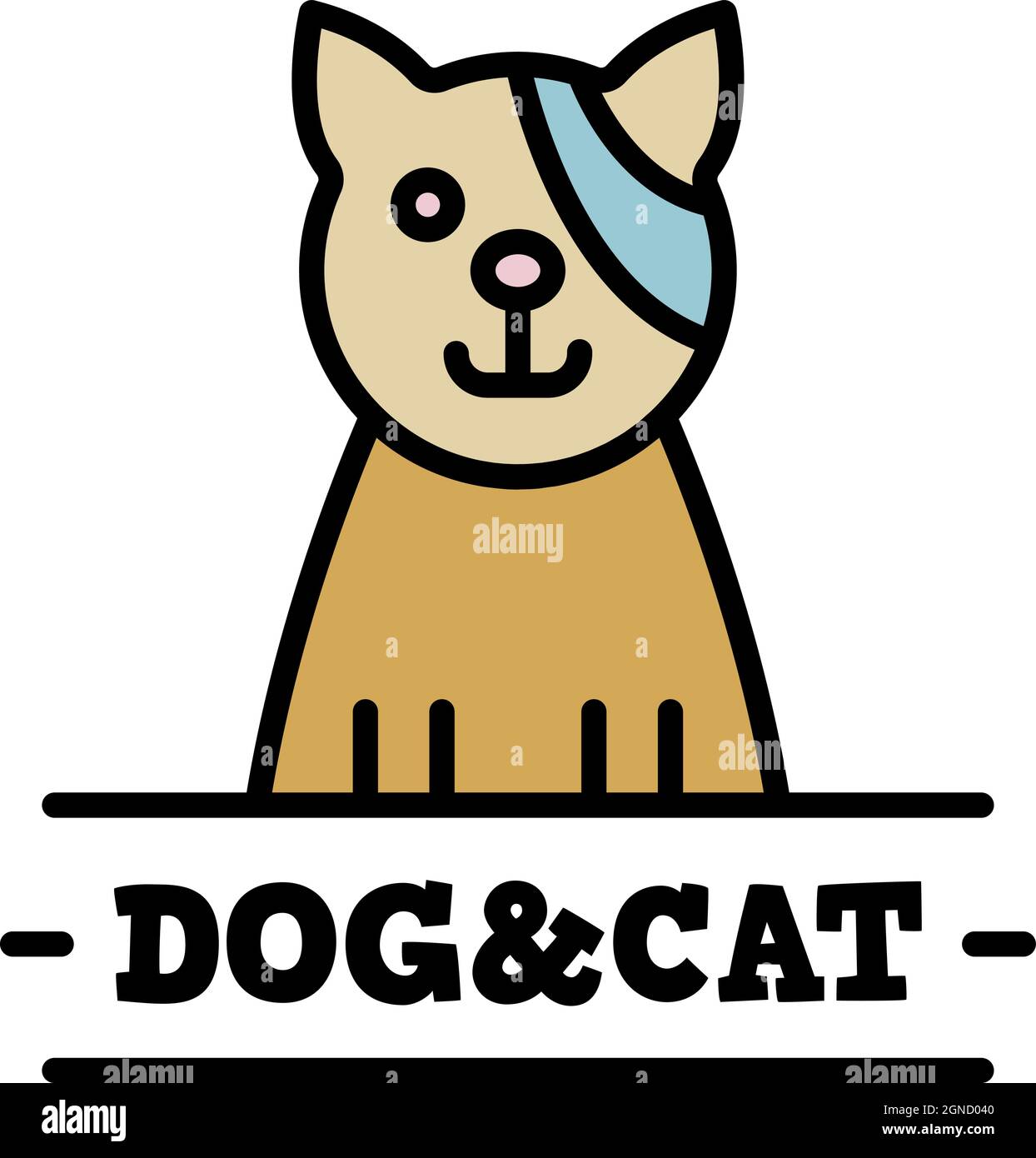 Cat veterinary logo. Outline cat veterinary vector logo color flat ...
