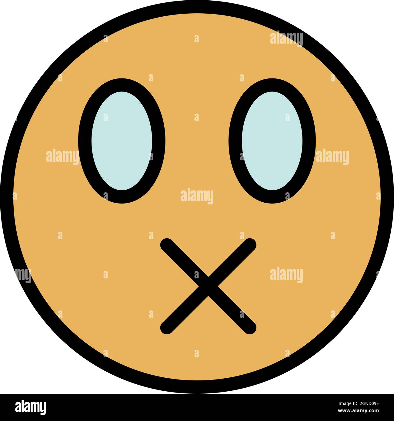 Crossed mouth smiley icon. Outline crossed mouth smiley vector icon ...