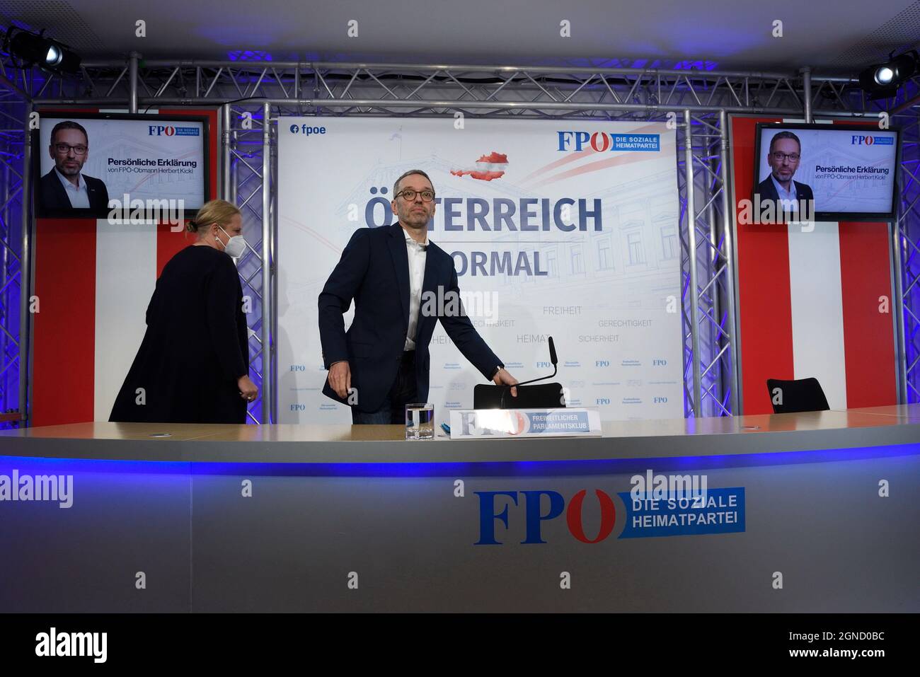 Vienna, Austria. Sep 24, 2021. Personal statement by FPÖ federal party chairman Club chairman ...