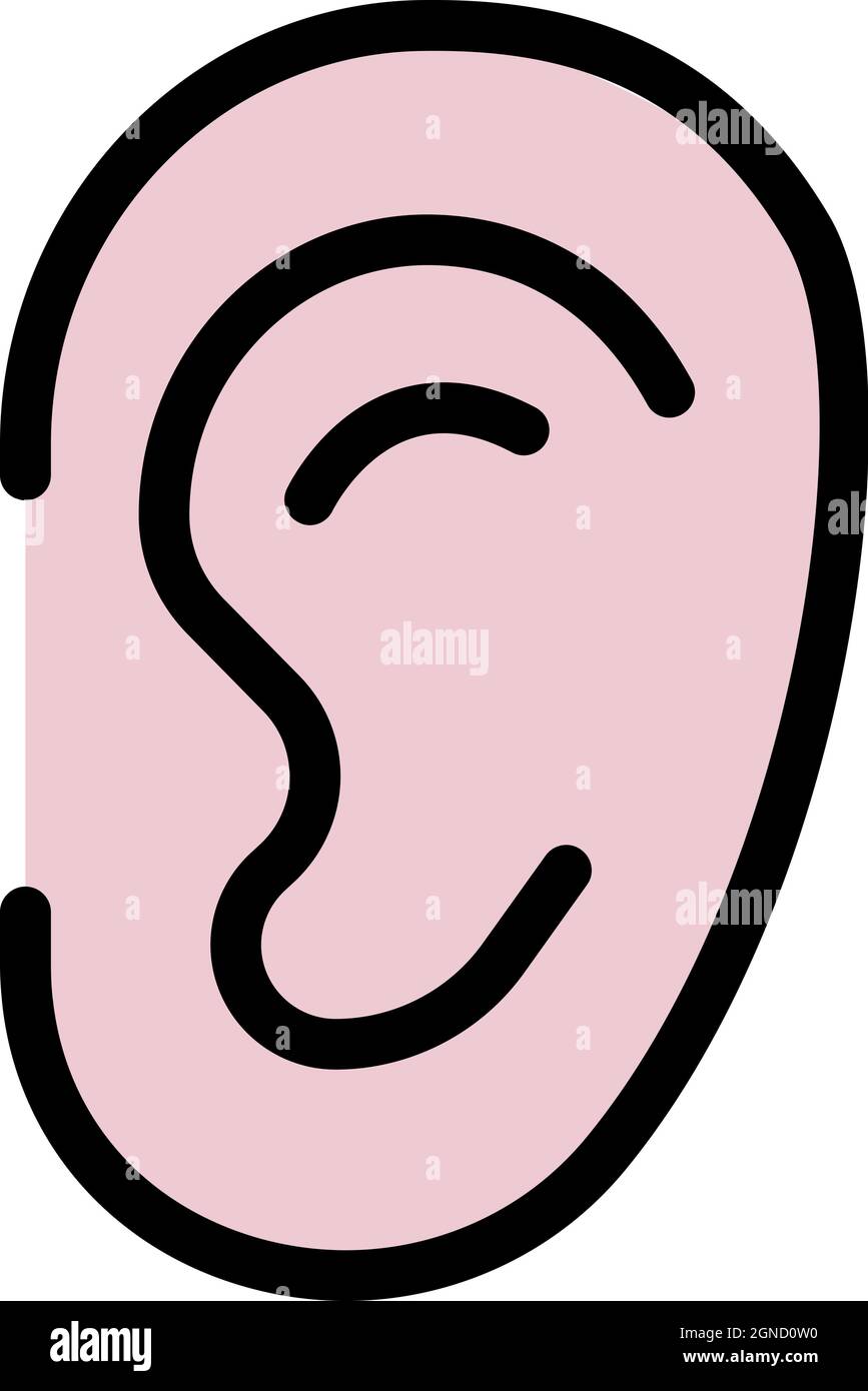 Ear icon. Outline ear vector icon color flat isolated Stock Vector ...
