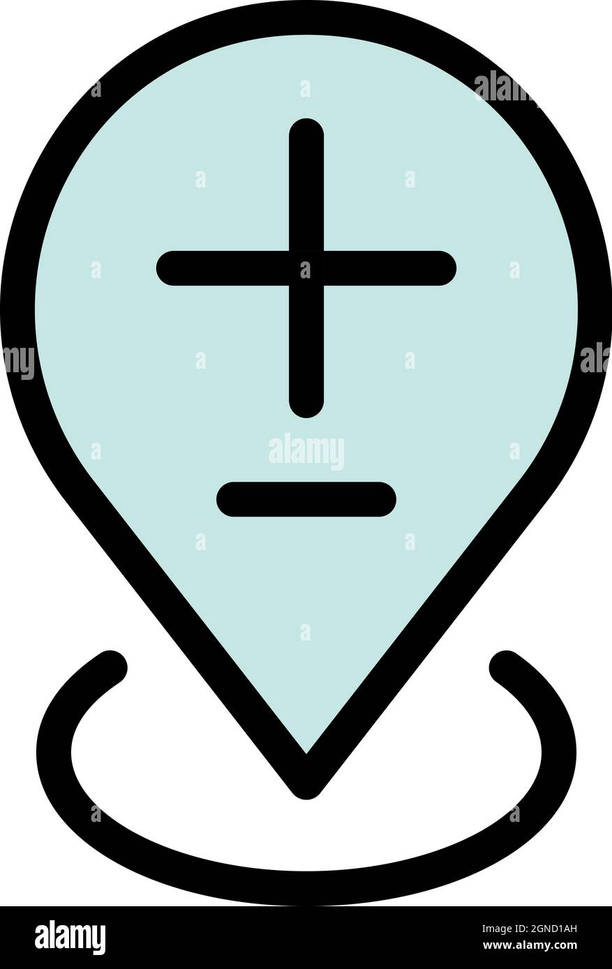 Hospital gps pin map icon. Outline hospital gps pin map vector icon ...