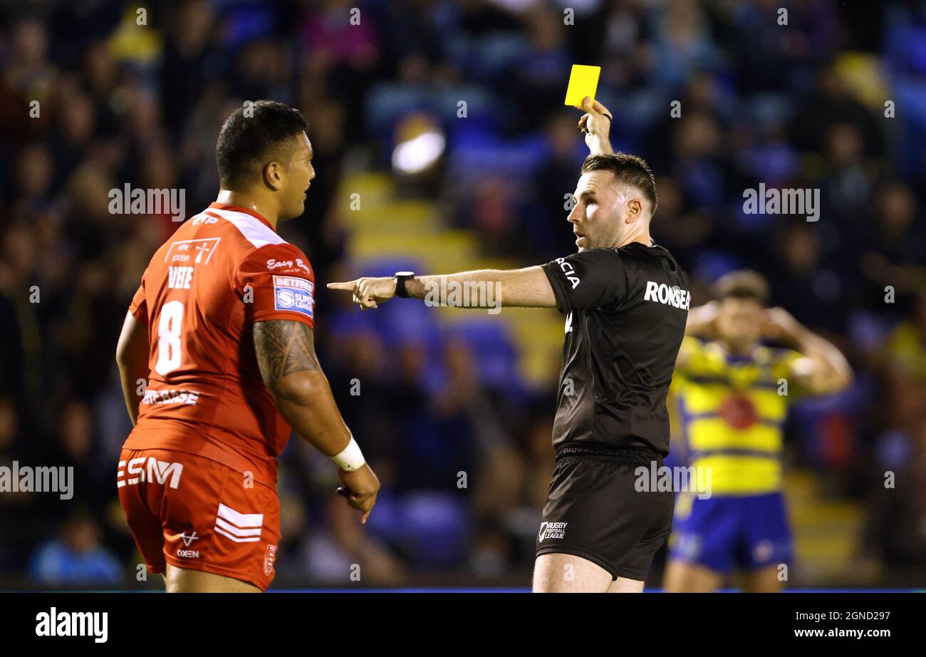 Hull Kingston Rovers Albert Vete is shown a yellow card by Referee Liam ...