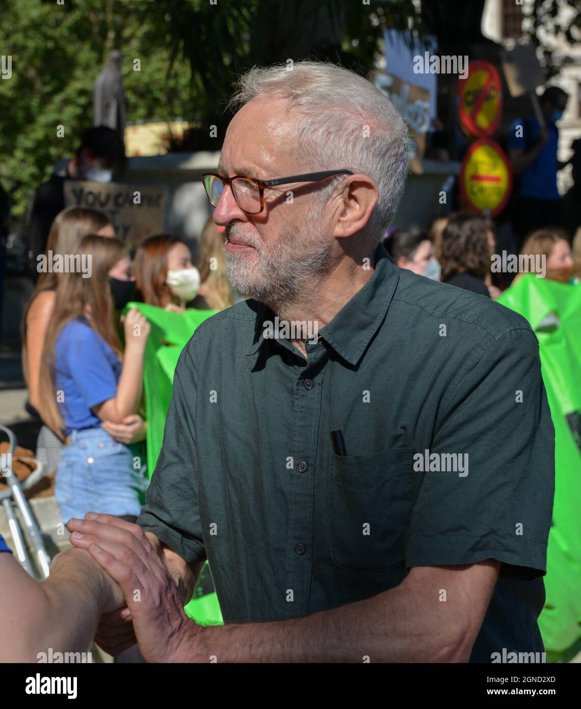 Former Labour Party leader, Jeremy Corbyn takes part during Global ...