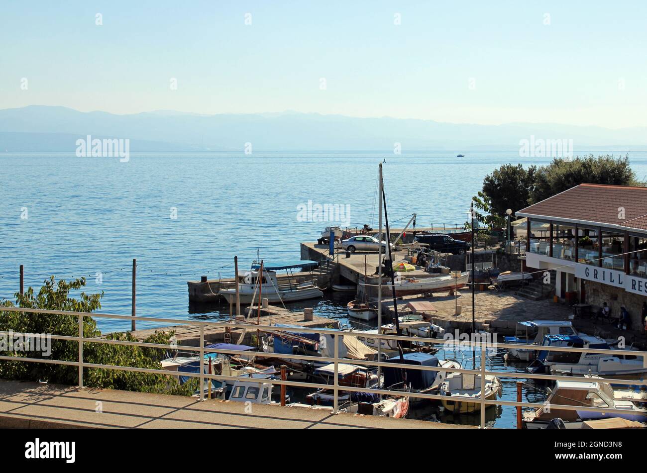 Lovran harbor, Adriatic coast, Kvarner bay, city details, Croatia Stock ...