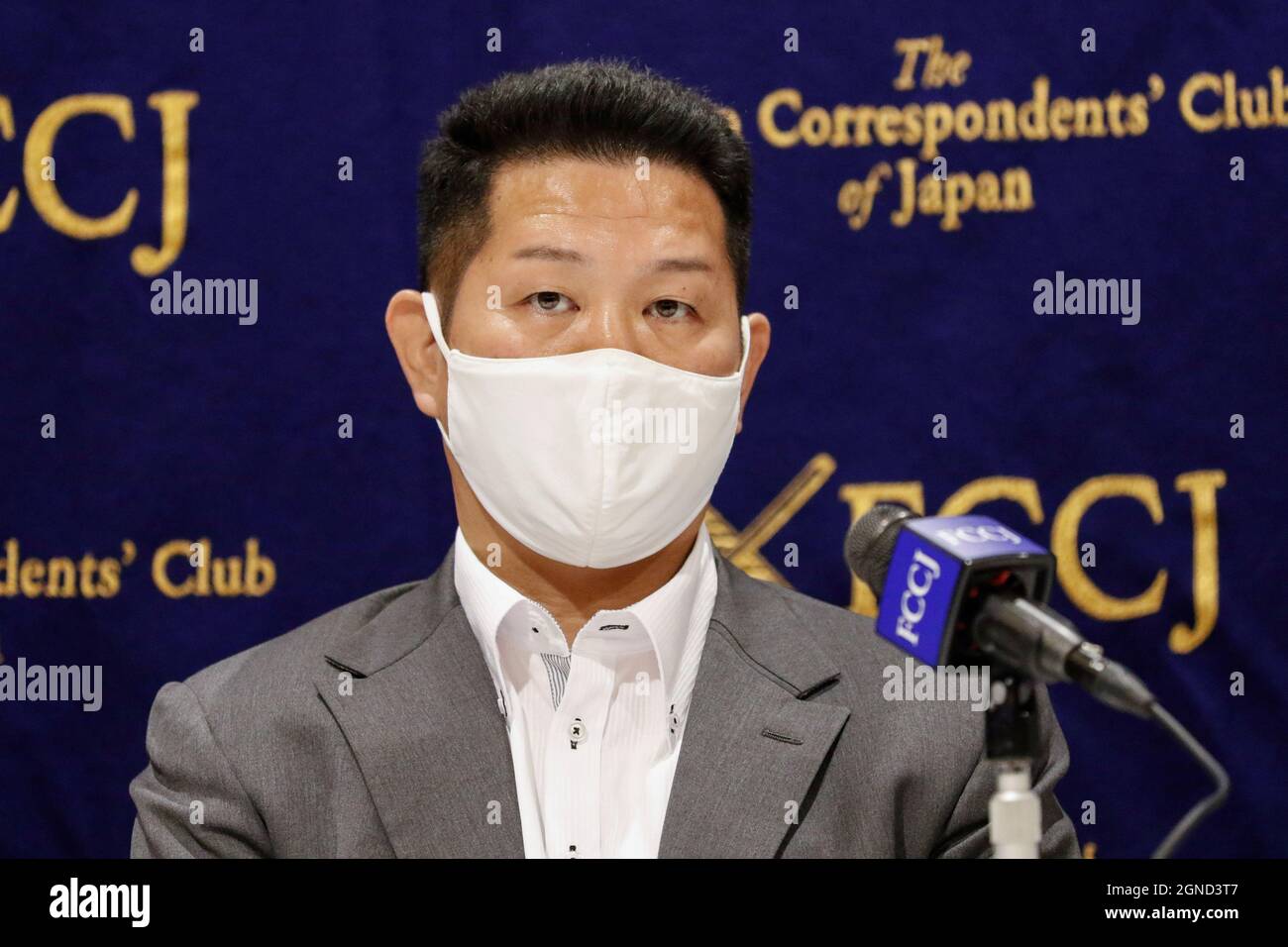 Tokyo, Japan. 24th Sep, 2021. Shinji Kojima (not his real name) speaks ...