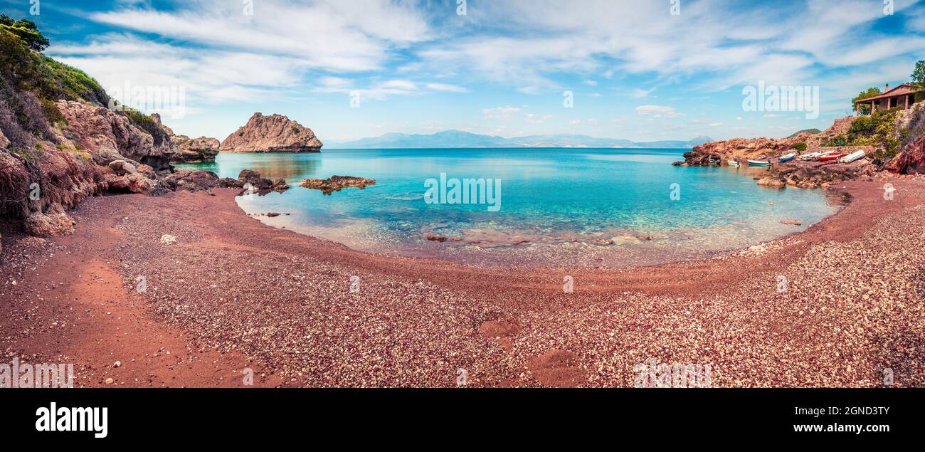 Great spring panorama on the cozy beach in northeastern Corinthia ...