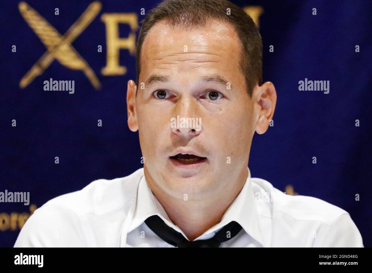Tokyo, Japan. 24th Sep, 2021. Vicent Fichot speaks during a news ...