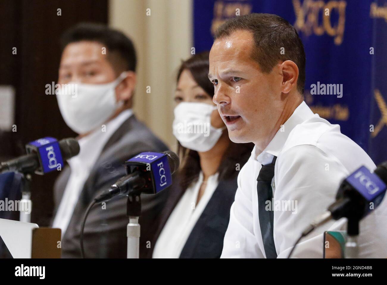 Tokyo, Japan. 24th Sep, 2021. Vicent Fichot speaks during a news ...