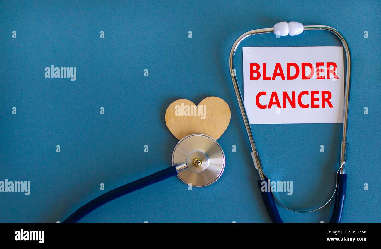 Bladder cancer symbol. White card with words Bladder cancer, beautiful ...