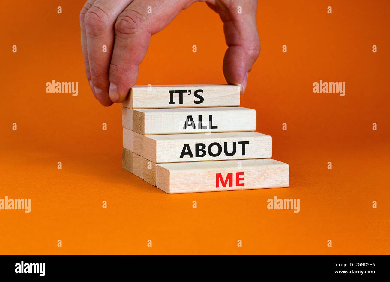 It is all about me symbol. Wooden blocks with words 'It is all about me ...