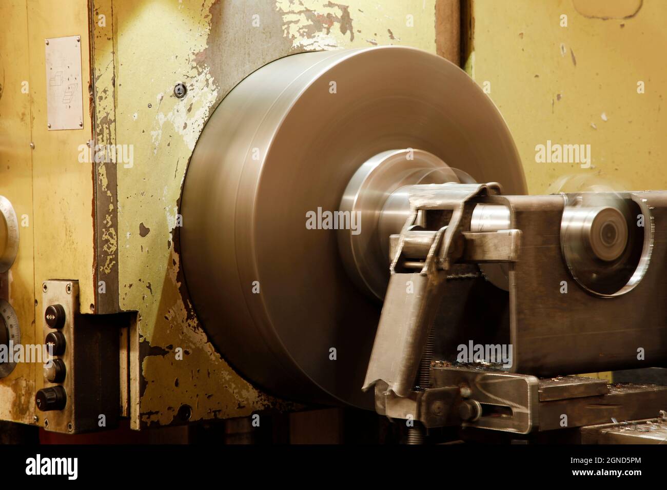 Lathe machine. Manufacturing industry. Industry background Stock Photo ...