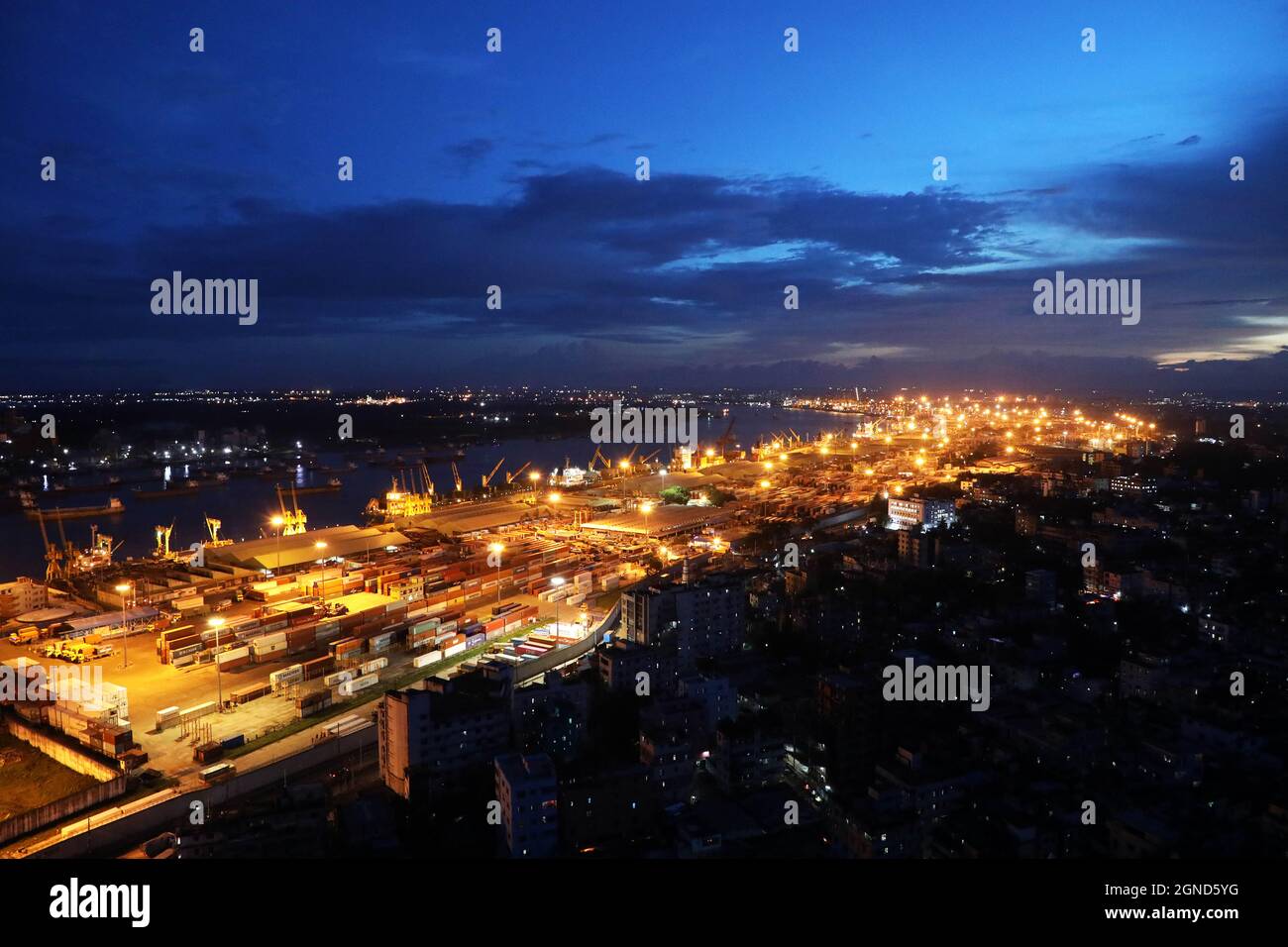 Chattogram, Bangladesh. 07th Sep, 2021. Night view of Chittagong Port ...