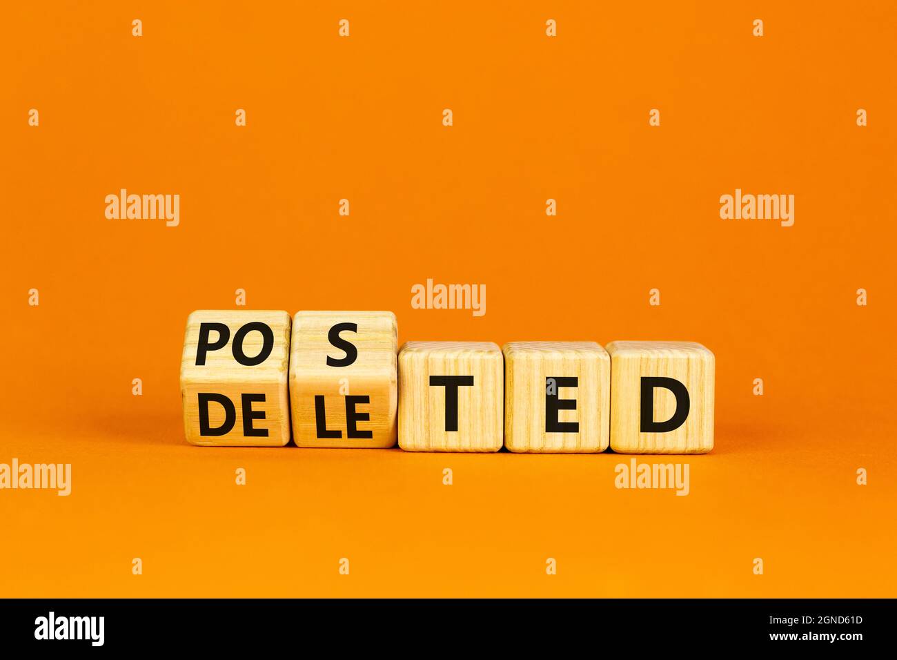 Posted or deleted symbol. Turned wooden cubes and changed the word ...