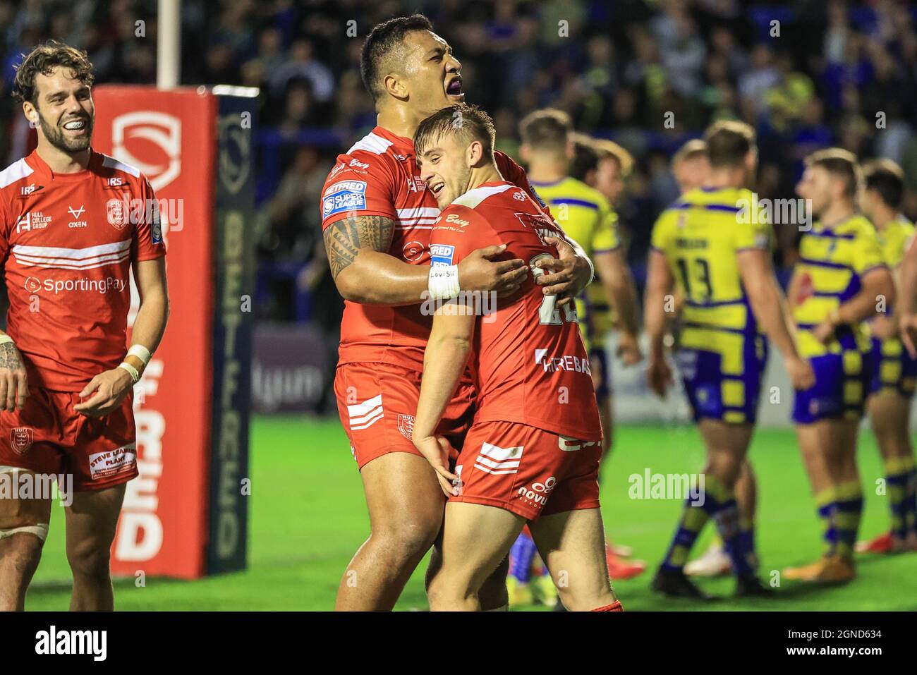 Mikey Lewis (20) of Hull KR celebrates his try Stock Photo - Alamy