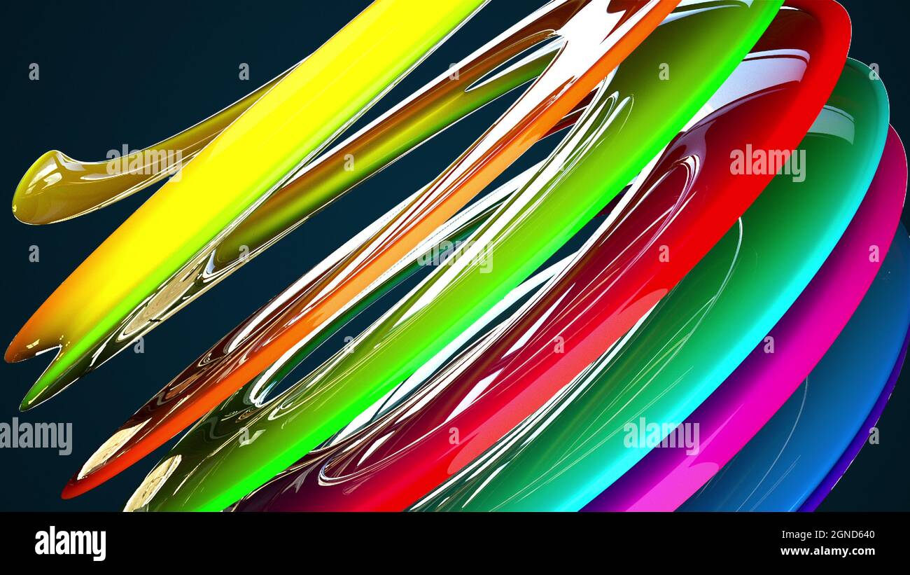 Spiral 3d render surface of abstract waves in space. Pure colorful ...