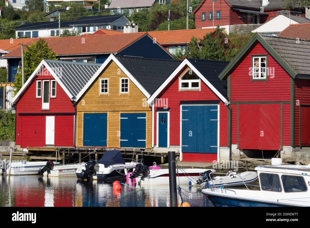 colorful wooden houses on the sea in Osoyro in Norway Stock Photo - Alamy