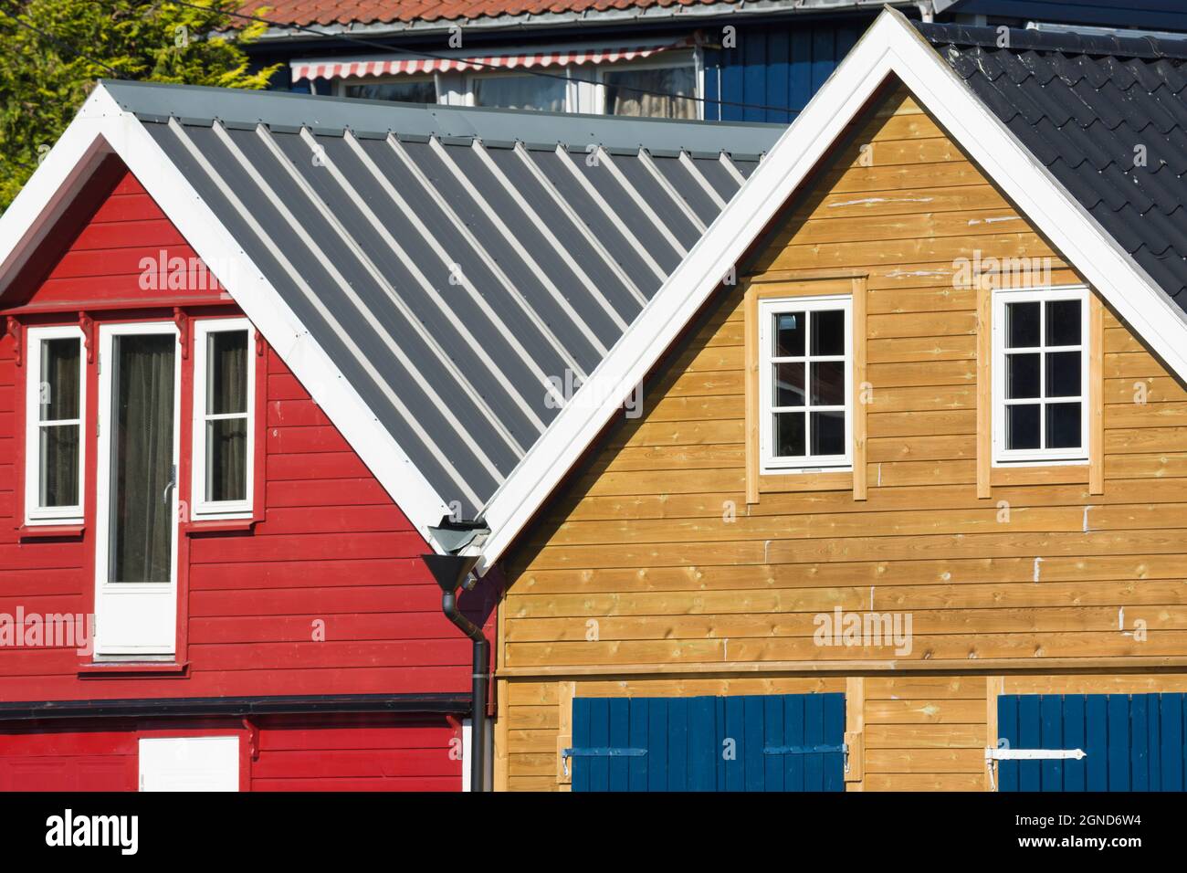 colorful wooden houses on the sea in Osoyro in Norway Stock Photo - Alamy