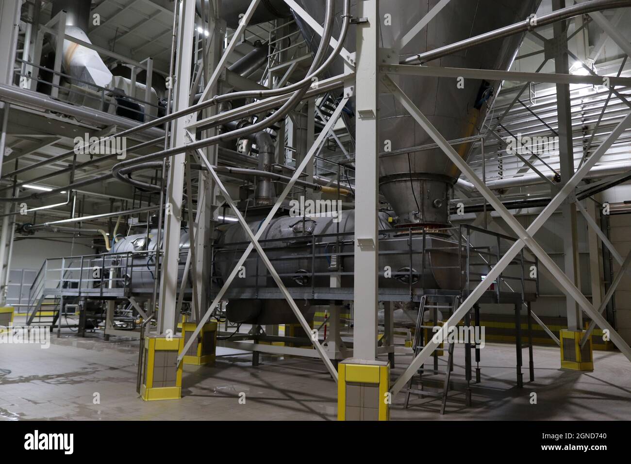 Inside the dairy factory. Food processing plant Stock Photo - Alamy