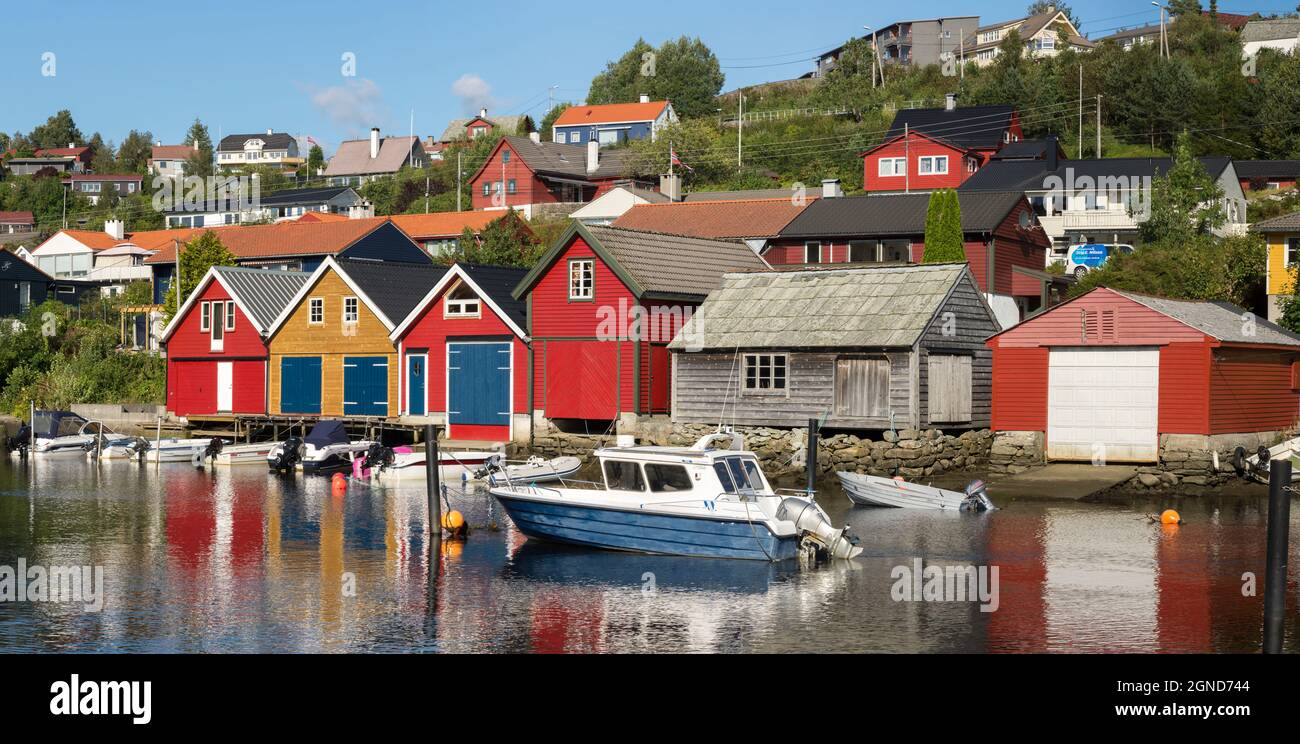 colorful wooden houses on the sea in Osoyro in Norway Stock Photo - Alamy