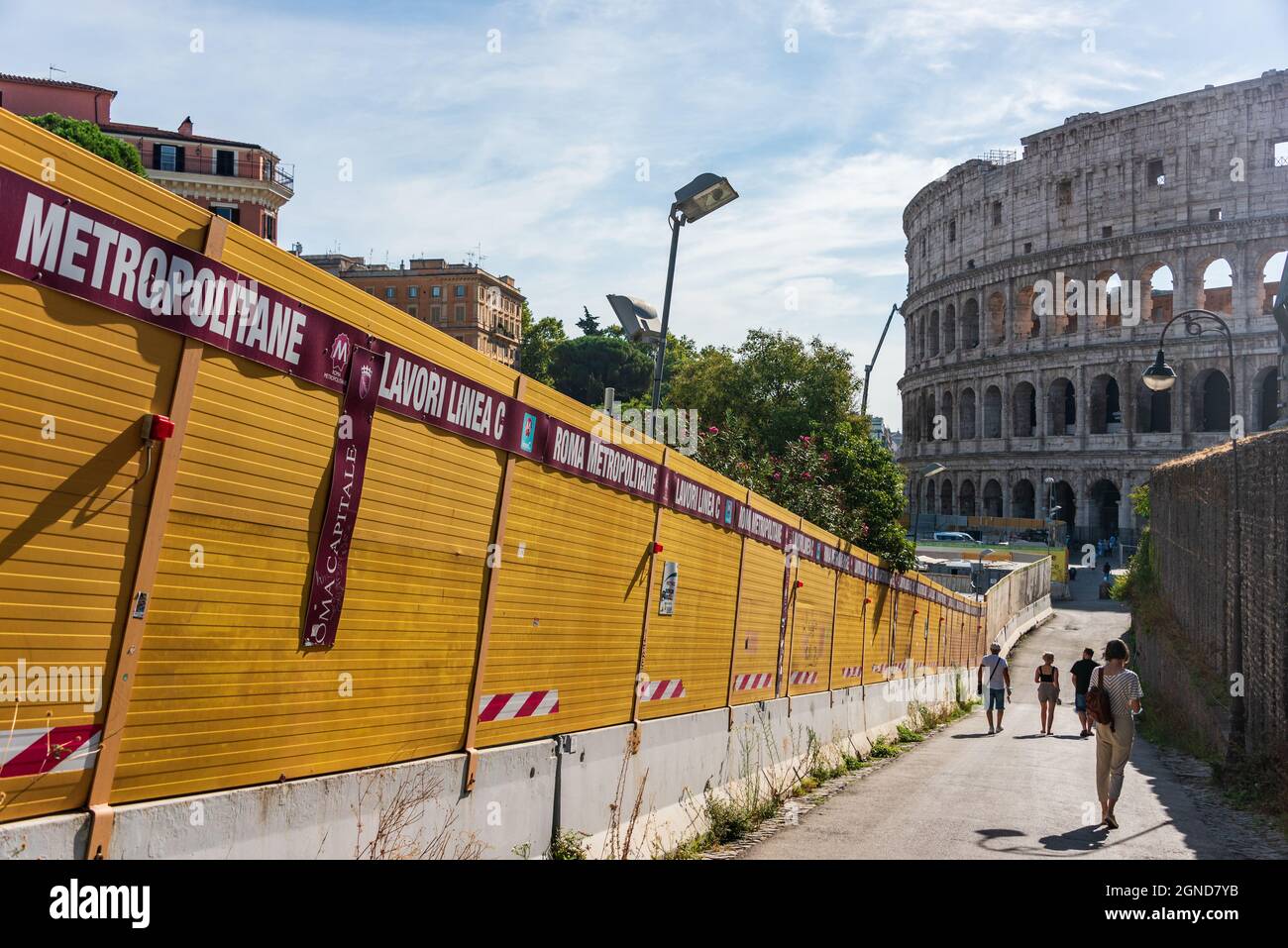 The works and construction site for the construction of the new metro ...