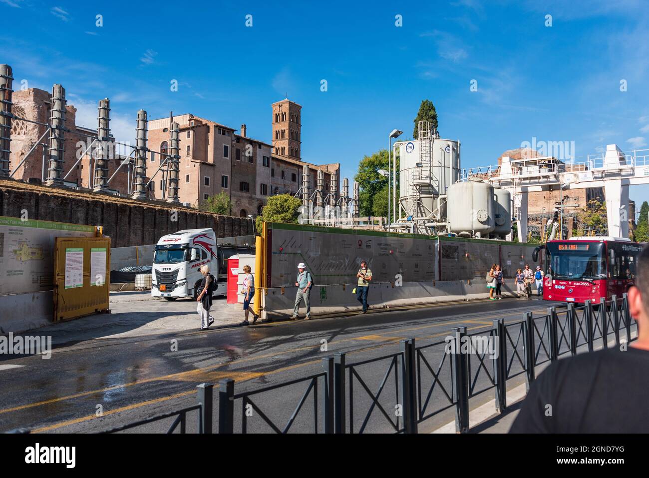 The works and construction site for the construction of the new metro ...