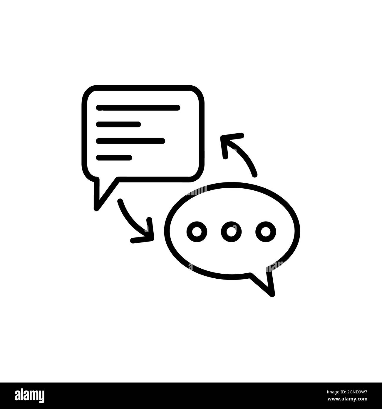 Chatting icon. Human talking with talk bubble. Black stroke isolated on ...
